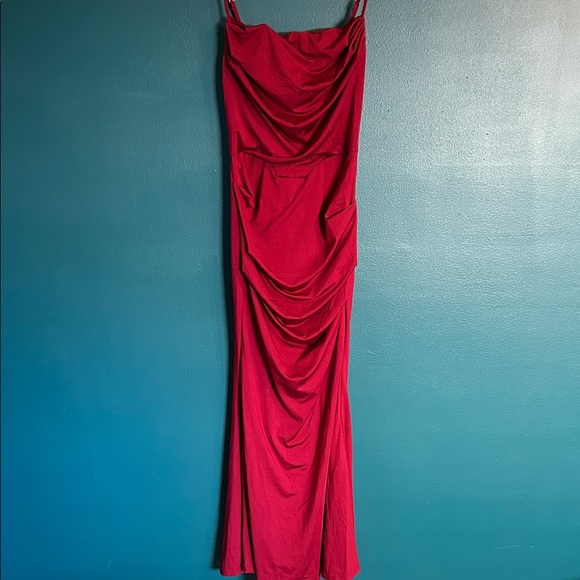 Dresses | Elegant Red Draped Dress | Poshmark